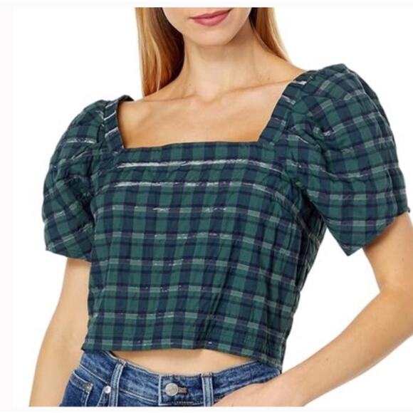 Madewell | Tops | Madewell Hopewell Puff Sleeve Preppy Romantic Crop ...